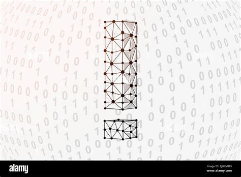 Exclamation Mark 3d Low Poly Symbol With Binary Code Background Alert Design Vector