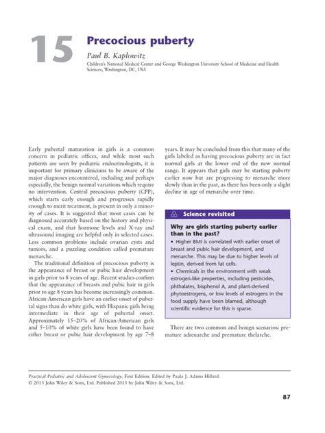 Precocious Puberty Puberty Ovarian Cancer