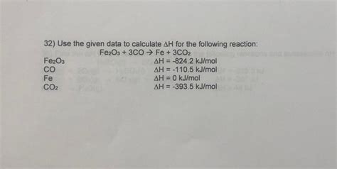 Solved 32 Use The Given Data To Calculate Ah For The
