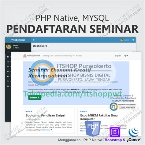 Jual Source Code Aplikasi Web Seminar Workshop Menggunakan Native Php Mysql Kab Banyumas