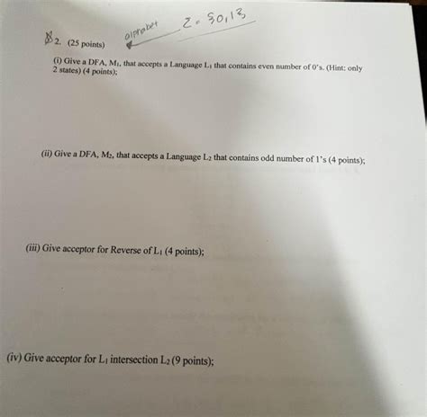 solved 25 ﻿points i ﻿give a dfa m1 ﻿that accepts a