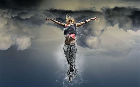 The Girl Floating In The Clouds Phone Wallpapers