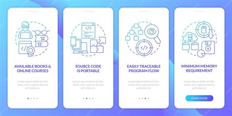 Premium Vector Procedural Programming Pros Blue Gradient Onboarding Mobile App Screen