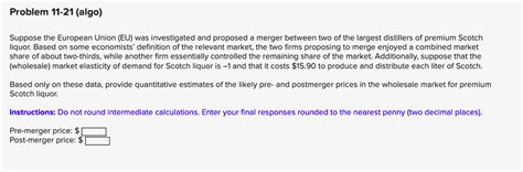 Solved Problem 11-21 (algo) Suppose the European Union (EU) | Chegg.com