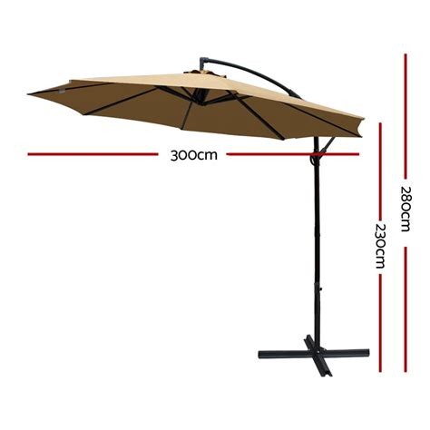 Instahut 3m Cantilever Beach Patio Umbrella Beige