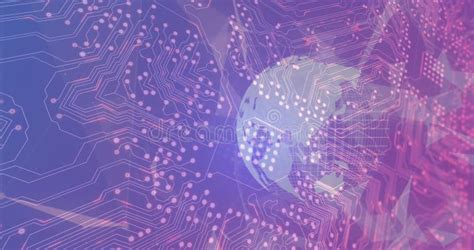 animation of globe data processing over computer circuit board stock video video of board