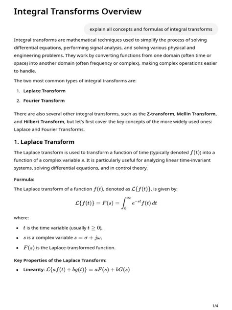 Integral Transforms Overview Pdf Laplace Transform Fourier Transform
