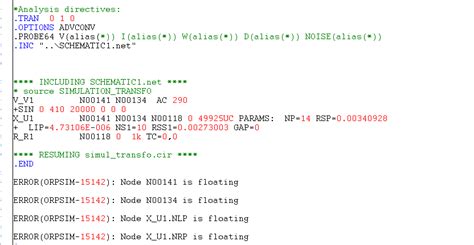 node floating error while using transfo of magnetic part editor