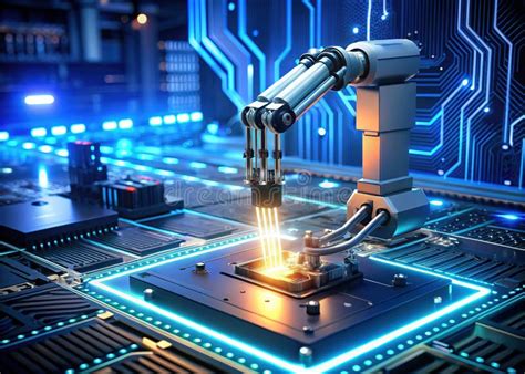 Robotic Process For Manufacturing Chip And Processor Components Stock Image Image Of