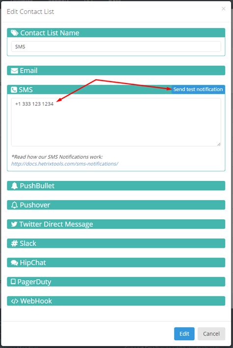 SMS Notifications HetrixTools