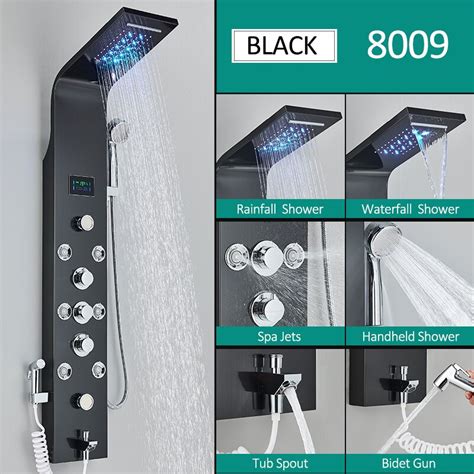 {sg Stock}rain Shower Set Led Shower Panel Six Functions Shower Column
