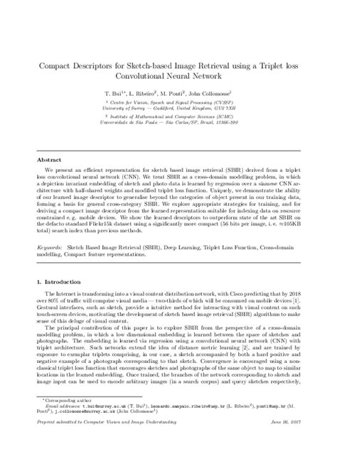 Pdf Compact Descriptors For Sketch Based Image Retrieval Using A