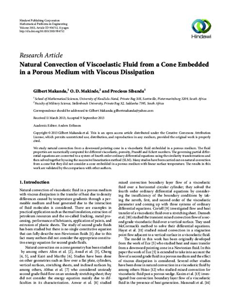 Pdf Natural Convection Of Viscoelastic Fluid From A Cone Embedded In