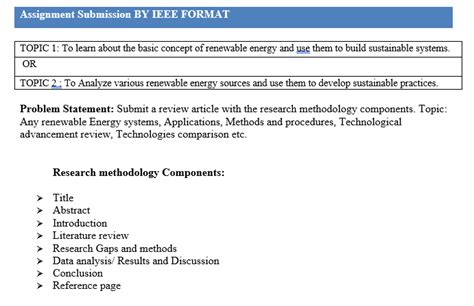 Solved Assignment Submission By Ieee Format Topic 1 To Learn About