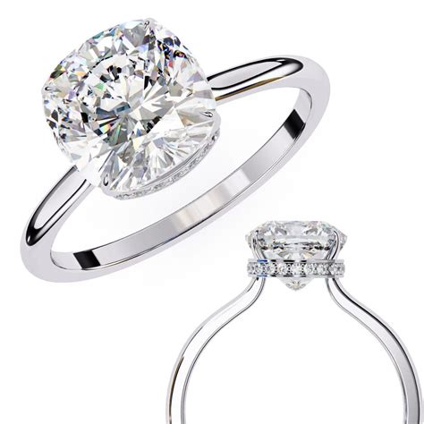 Cushion Square Cut Diamond Solitaire Ring Engagement Unique Ring