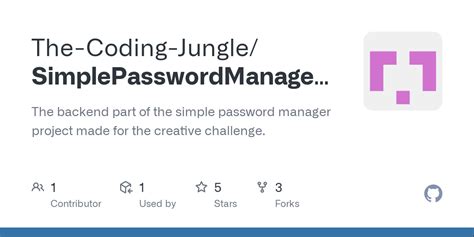 GitHub The Coding Jungle SimplePasswordManagerBackend The Backend Part Of The Simple Password
