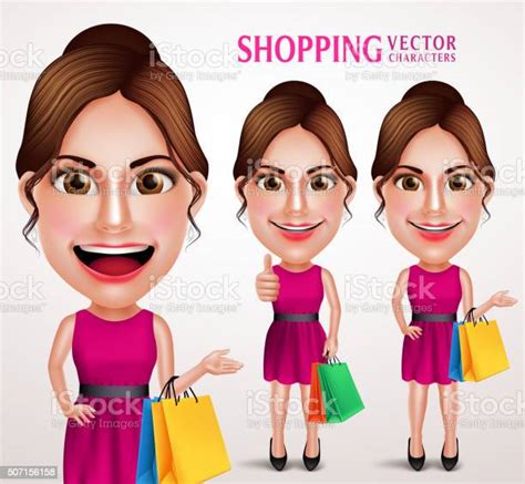 패션 여자 벡터 문자 쥠 장보기를 수하물 안전띠를 핑크 정장용 3차원 형태에 대한 스톡 벡터 아트 및 기타 이미지 3차원