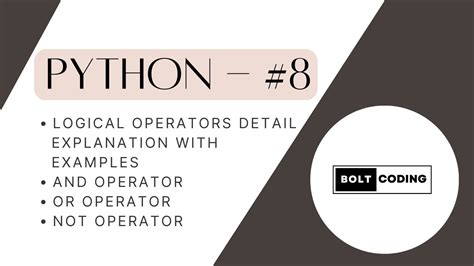 Python 8 Logical Operator Along With Examples And Operator Or