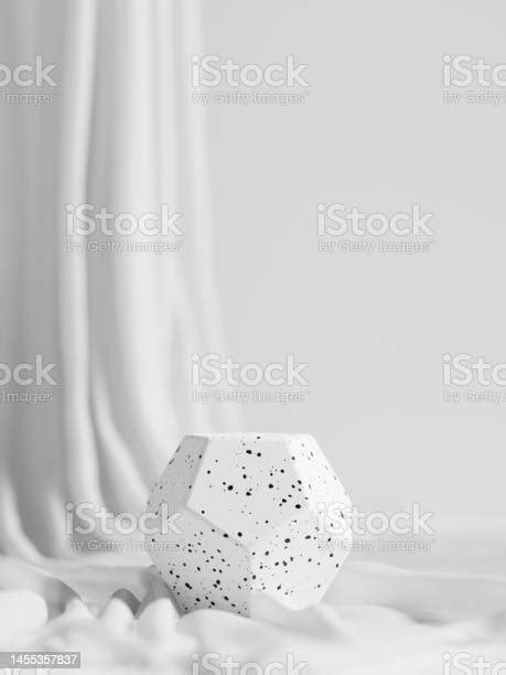 3d 배경입니다 연단 검은 점과 커튼으로 표시 흰색 계단 받침대 화장품 또는 미용 제품 홍보 모형 트렌디한 미니멀리스트 배너