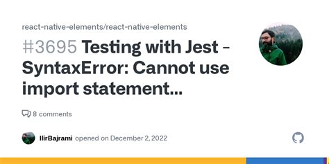 testing with jest syntaxerror cannot use import statement outside a