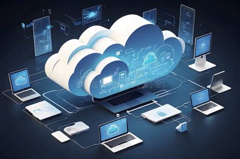 A Concept Of Cloud Computing And Data Privacy In The Digital World Stock Illustration