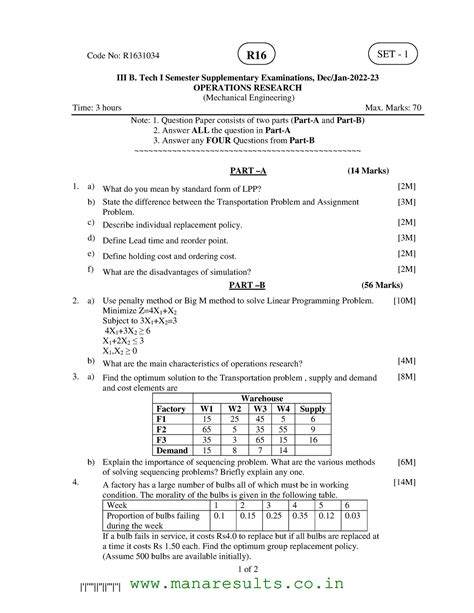 Operations Research Question Bank Pdf Iii B Tech I Semester