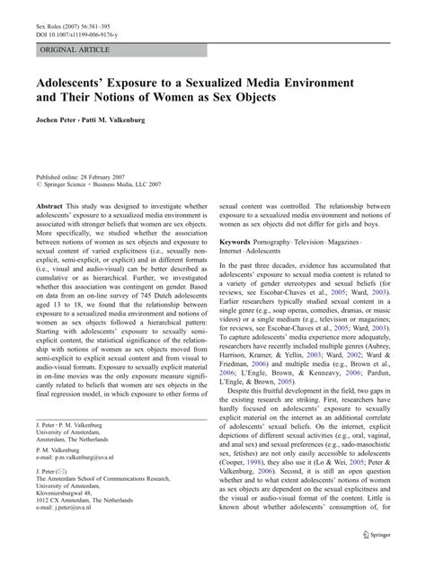 Pdf Adolescents Exposure To A Sexualized Media Environment And Their