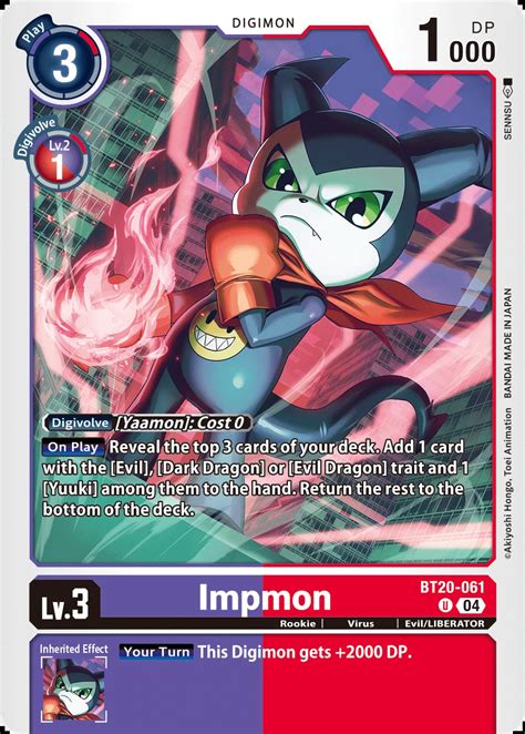 Digimon Karte [bt20 061] Impmon Game Kiwi