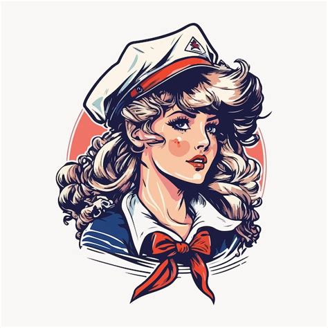 Premium Vector Sailor Girl In Vintage Style Illustration