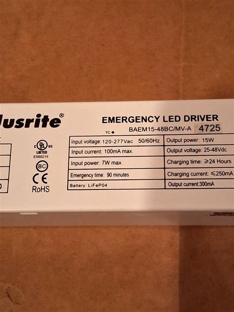 New Plusrite Emergency Led Driver 7334 Baem15 48bc Mv A W Sino Battery