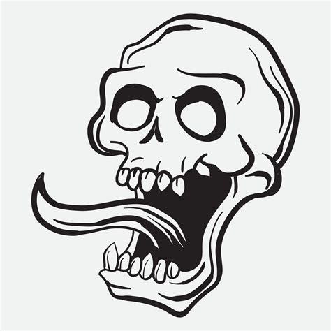 Hand Drawn Skull Art Vector Illustration Line Art Of Skull Of Human