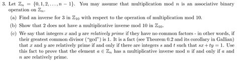 solved 3 let zn {0 1 2 … n−1} you may assume that