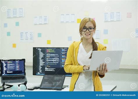 Programmer Is Coding And Programming Software Stock Image Image Of