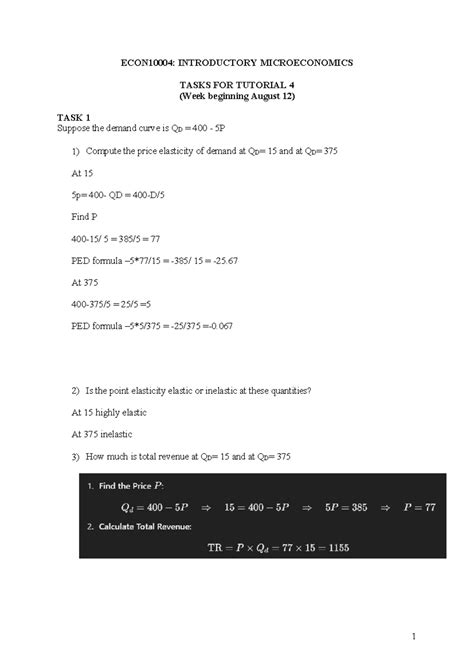 Week 4 In Tutorial Questions 1 Econ10004 Introductory Microeconomics Tasks For Tutorial 4