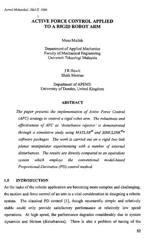 Pdf Active Force Control Applied To A Rigid Robot Arm Dokumentips