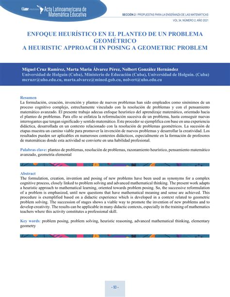 Pdf Enfoque Heurístico En El Planteo De Un Problema Geométrico
