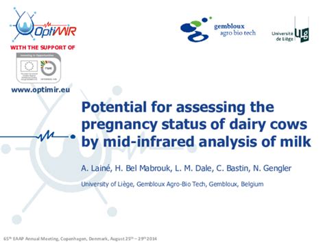 Pdf Potential For Assessing The Pregnancy Status Of Dairy Cows By Mid Infrared Analysis Of Milk