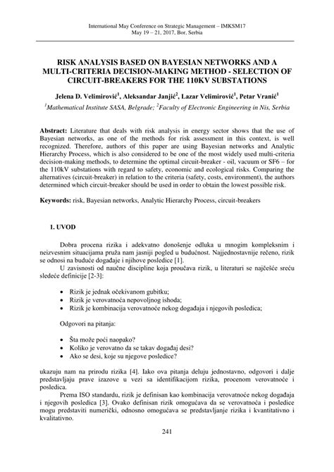 Pdf Risk Analysis Based On Bayesian Networks And A Multi Criteria