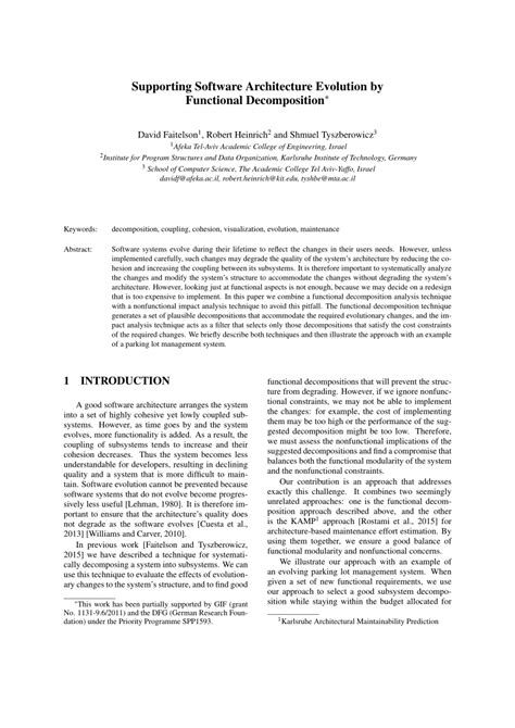Pdf Supporting Software Architecture Evolution By Functional