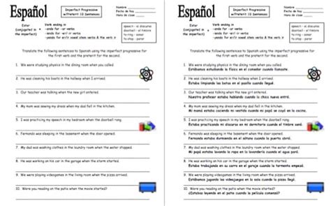 Spanish Imperfect Progressive Verbs With Preterite And House Vocabulary