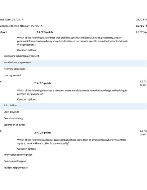 CYB 250 Module 6 Quiz Quiz 6 25 A 25 25 A 25 A 25 25 A 1 2 2 Points 2 2
