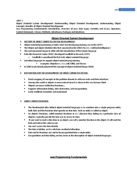 Unit 1 Part 1 Object Oriented System Development Understanding