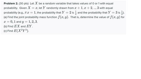 Solved Problem Pts Let X Be A Random Variable That Chegg Com