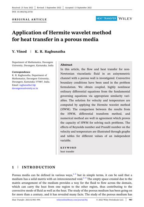 Application Of Hermite Wavelet Method For Heat Transfer In A Porous