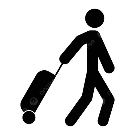 Man With Suitcase Black Color Icon Tourist Suitcase Passenger Vector