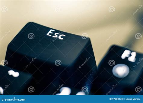 Escape Key Close Up On Backlit Keyboard Stock Photo Image Of Blur Peripherals