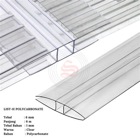 Jual Profil Sambungan Polycarbonate Clear List H 6mm X 6m List H Profil Fiber Bening Shopee