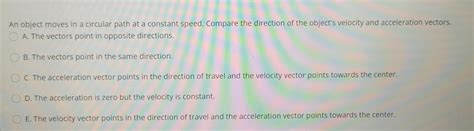 solved an object moves in a circular path at a constant