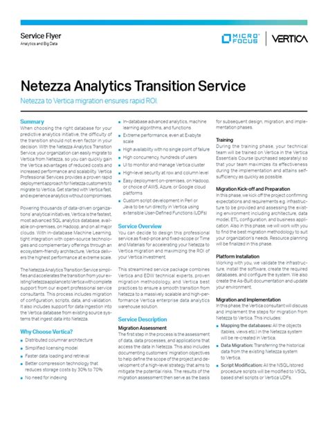 Netezza Analytics Transition Service Flyer Pdf Analytics Databases