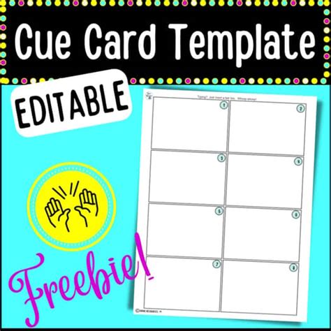 Cue Cards For Speeches Freebie By Drive Resources Tpt